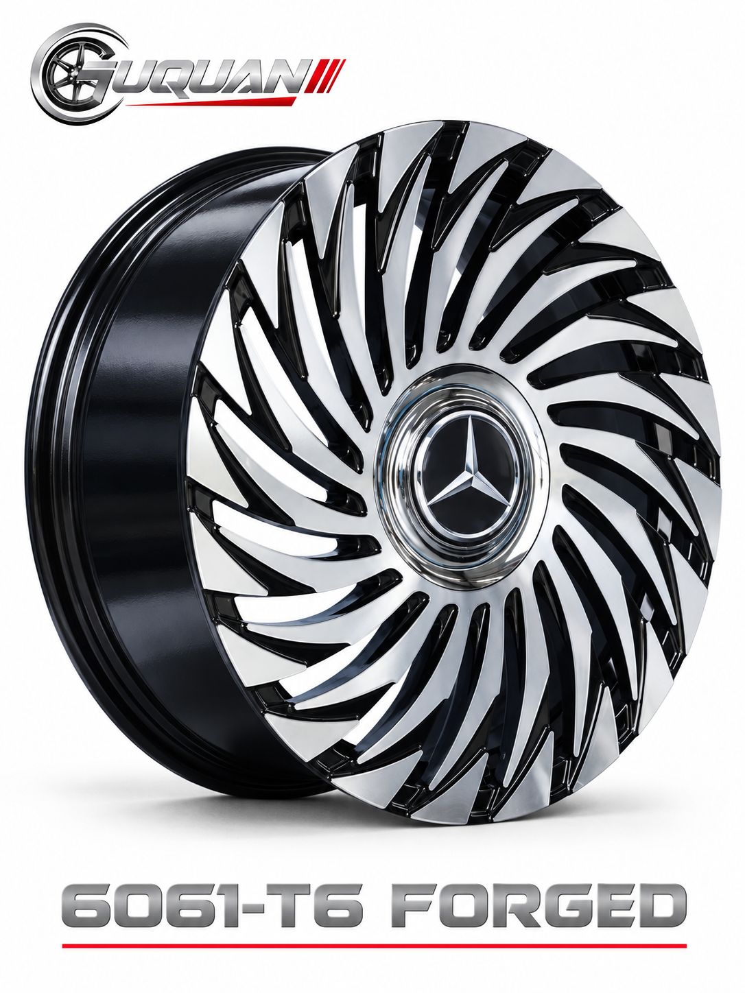 Кованый колесный диск ABW 3264Z1985-5 R19 8.5J ET36 5x112, глянцевый черный с проточенной лицевой поверхностью