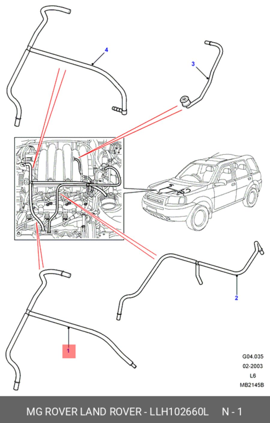 Шланг/hose org (LAND ROVER LLH102660L)