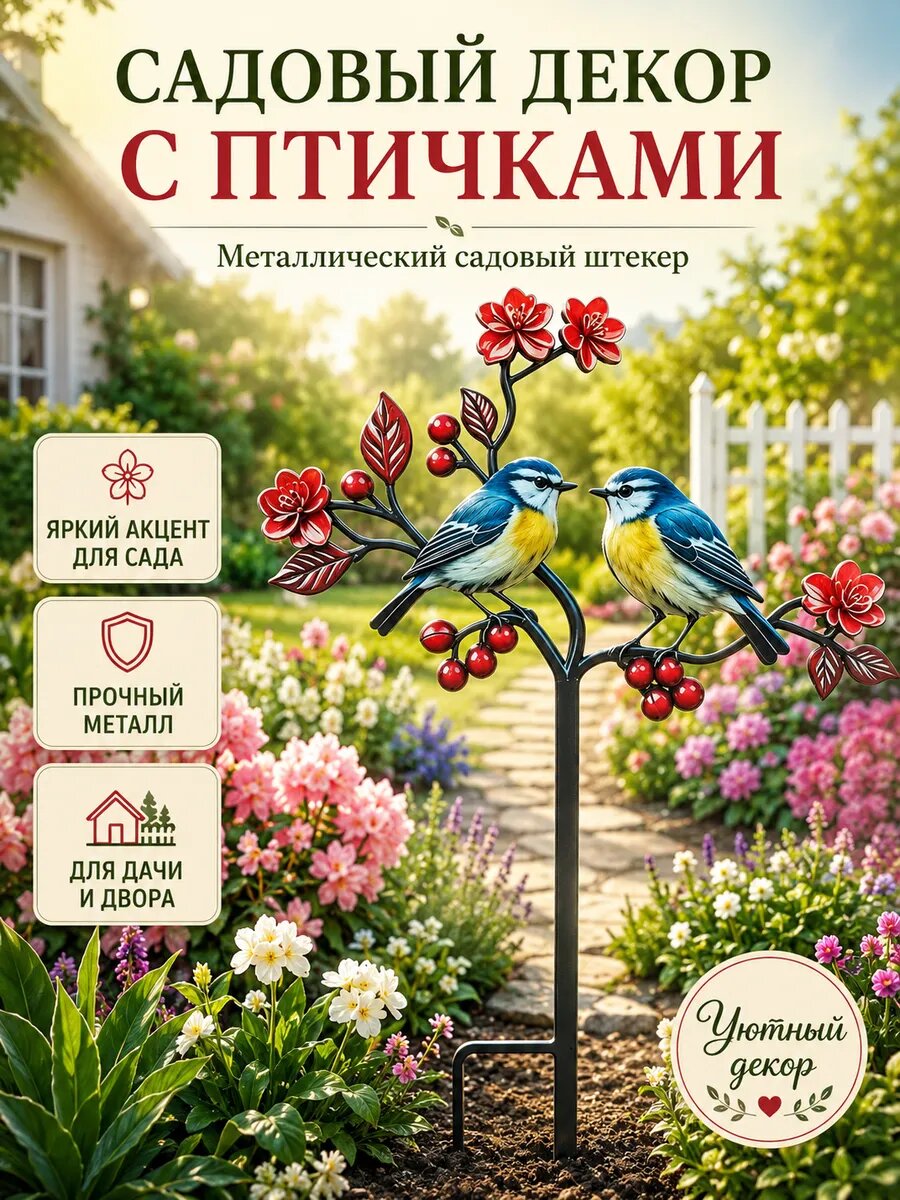 Декор для сада и дачи фигурка садовая птицы металл
