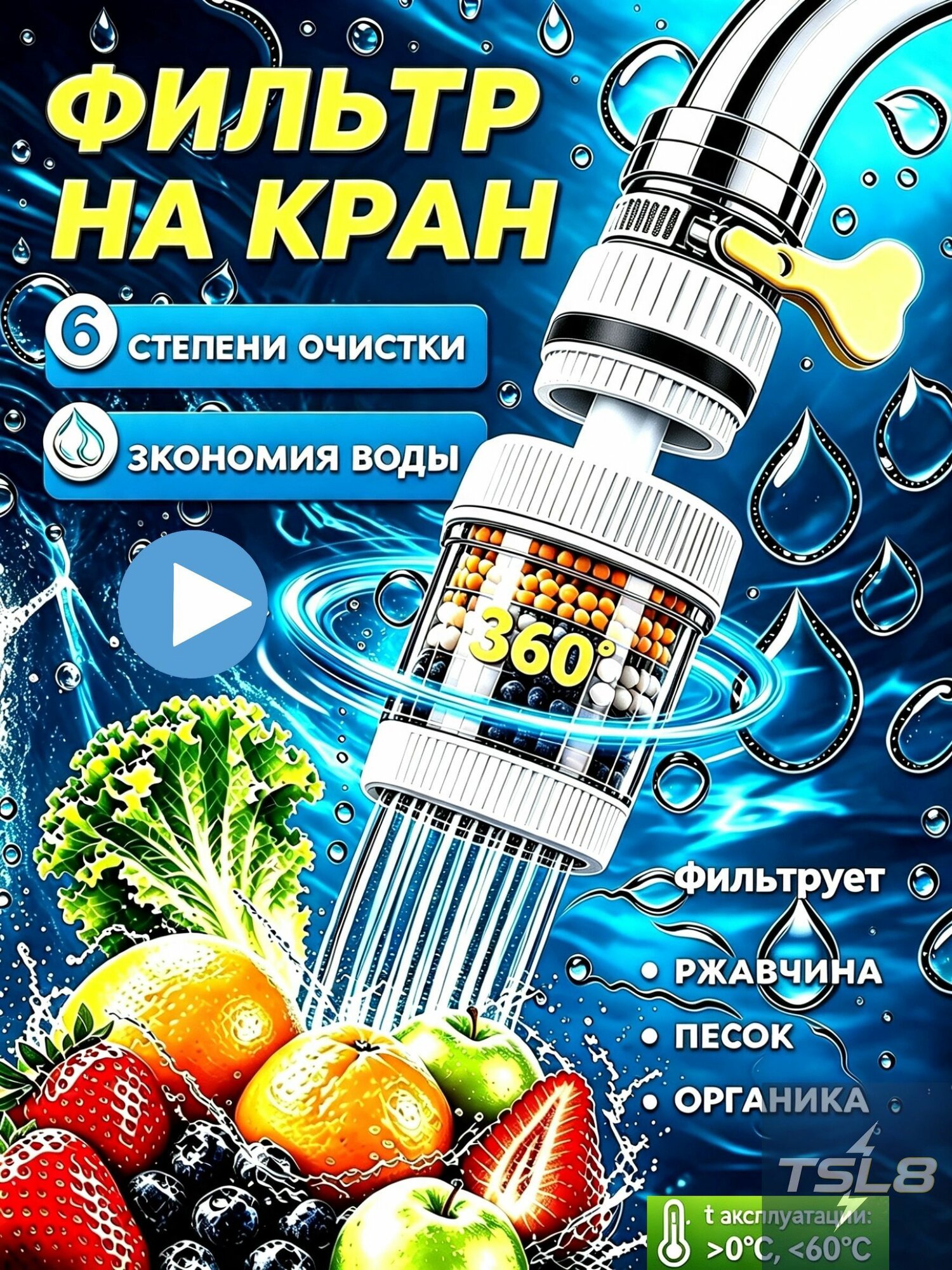 Фильтр на кран для воды, насадка на кран для кухни