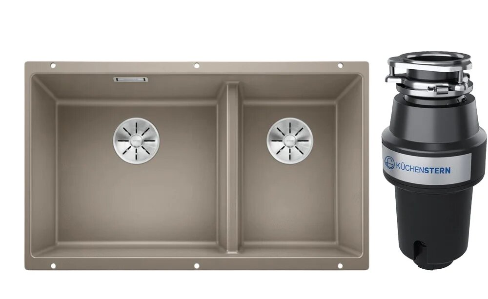 Комплект Мойка Blanco Subline 430/270-U 75x46, серый беж, искусственный гранит / Измельчитель KUCHENSTERN Muhle 350MU35 механический, нержавеющая сталь