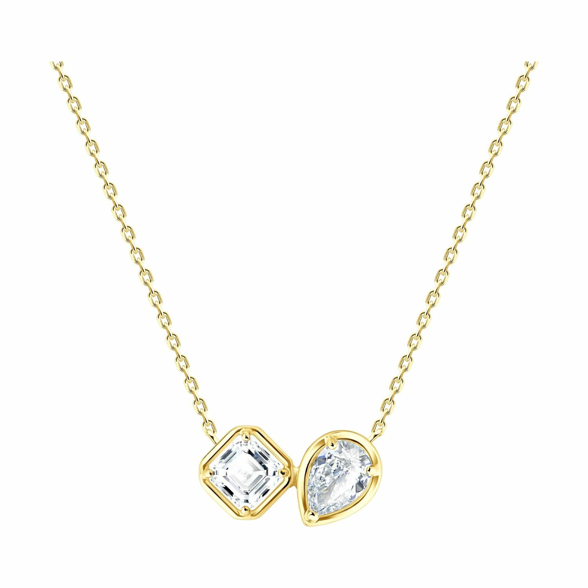 Колье Diamant online, серебро, 925 проба, золочение, фианит