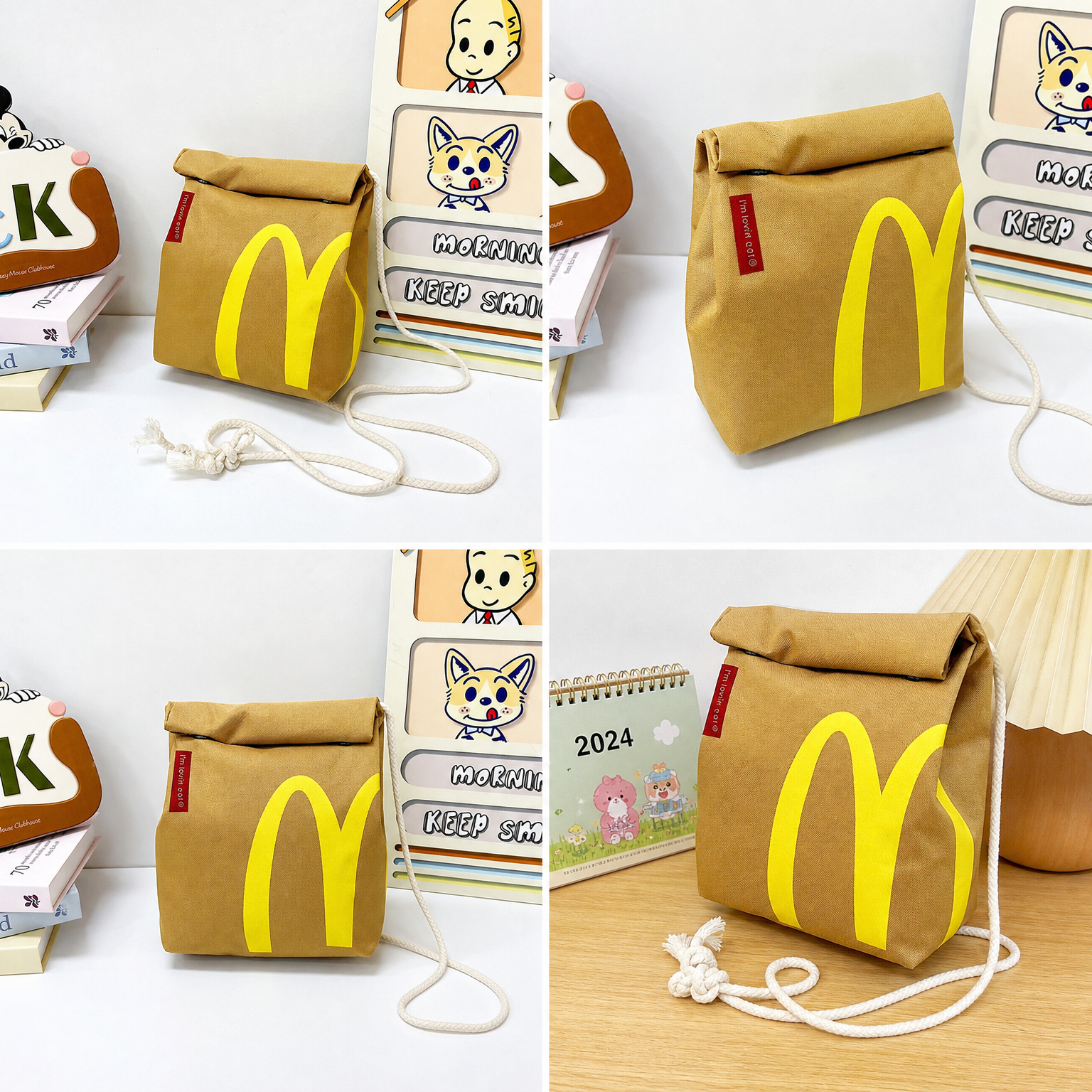 Рюкзак McDonald`s, школьный, унисекс, для средней и старшей школы, бежевый, нейлон (Объем: 13 л)