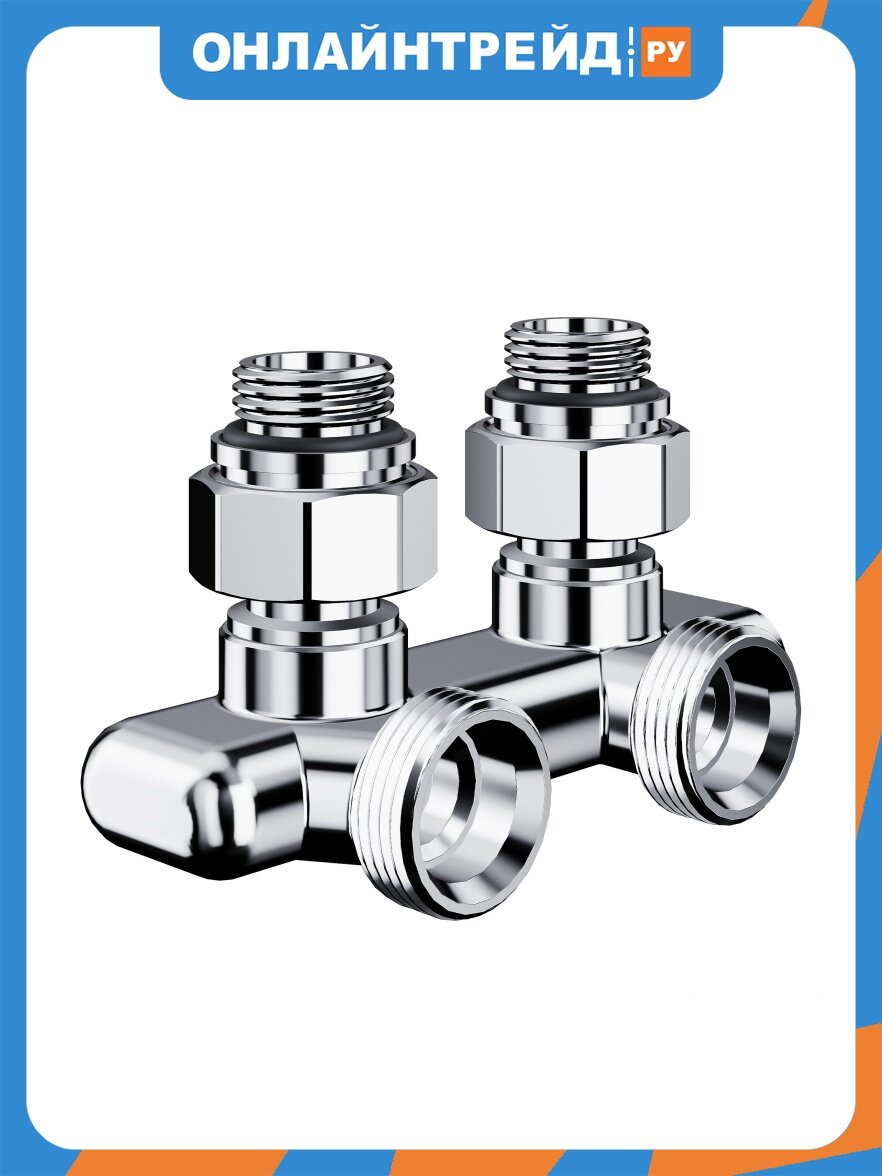 Узел Royal Thermo нижнего подключения перекрестный Design угловой 1/2"х3/4" EK (хром)