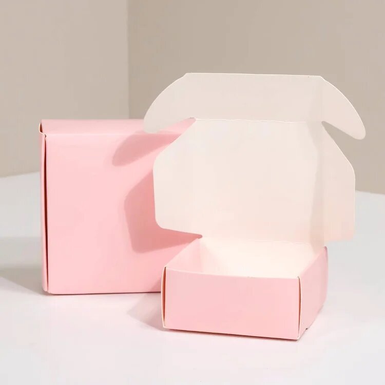 Розовые складные коробки 6.5x6.5x3см