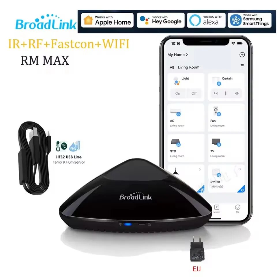 Broadlink RM MAX Универсальный пульт дистанционного управления для умного дома RM MAX-HTS2-EU