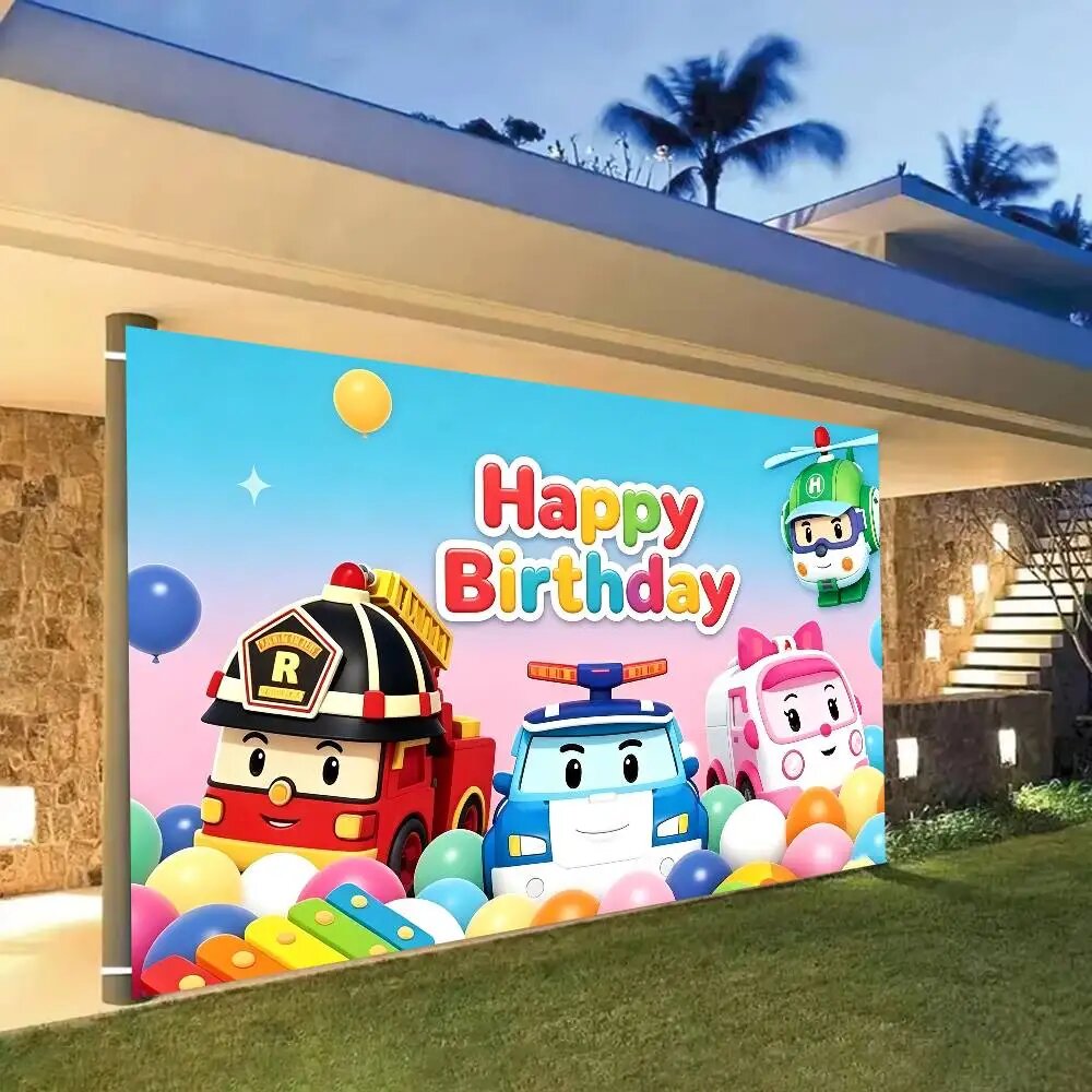 Фоновое полотно Rastar Robocar Poli для дня рождения 150x100 cm, z1