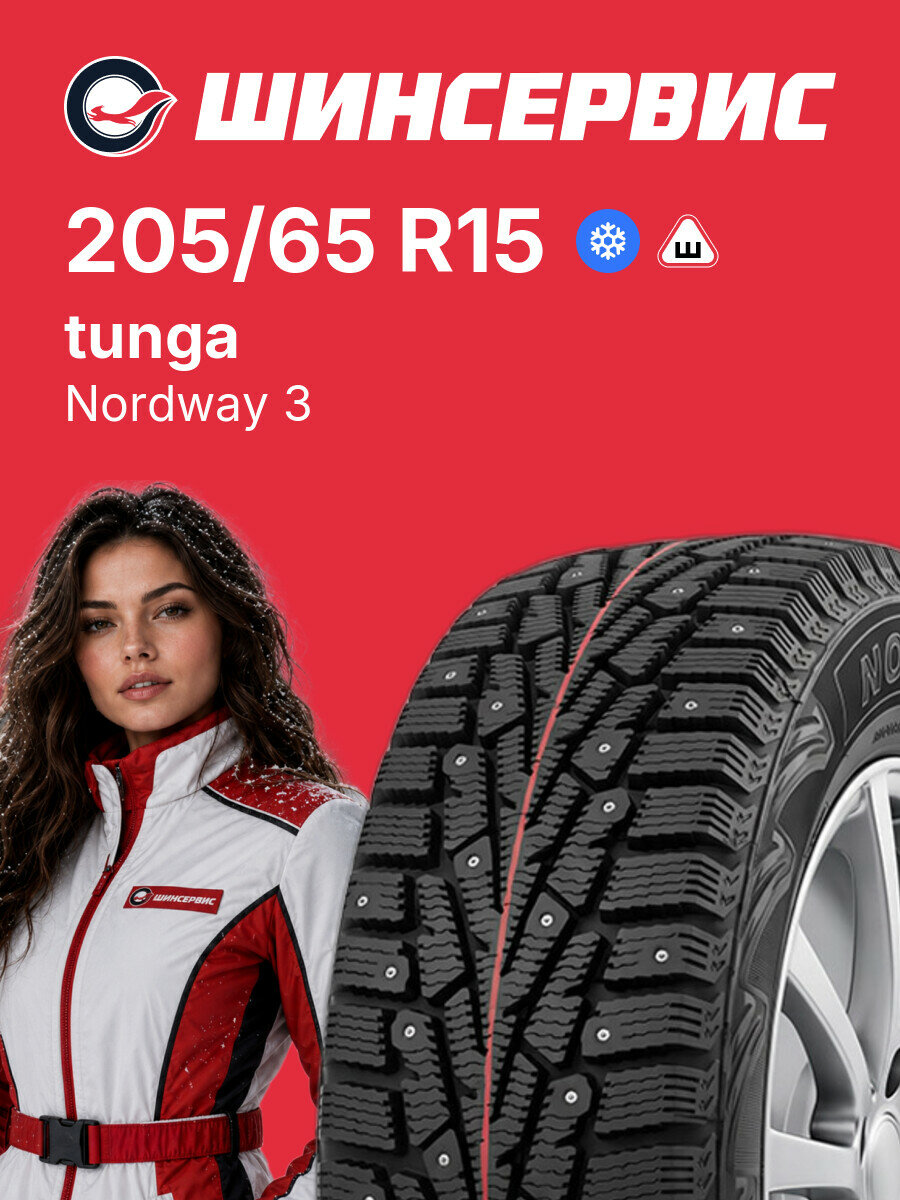 Зимняя шипованная шина Tunga Nordway 3 205/65 R15 99 Q, зимняя автомобильная резина
