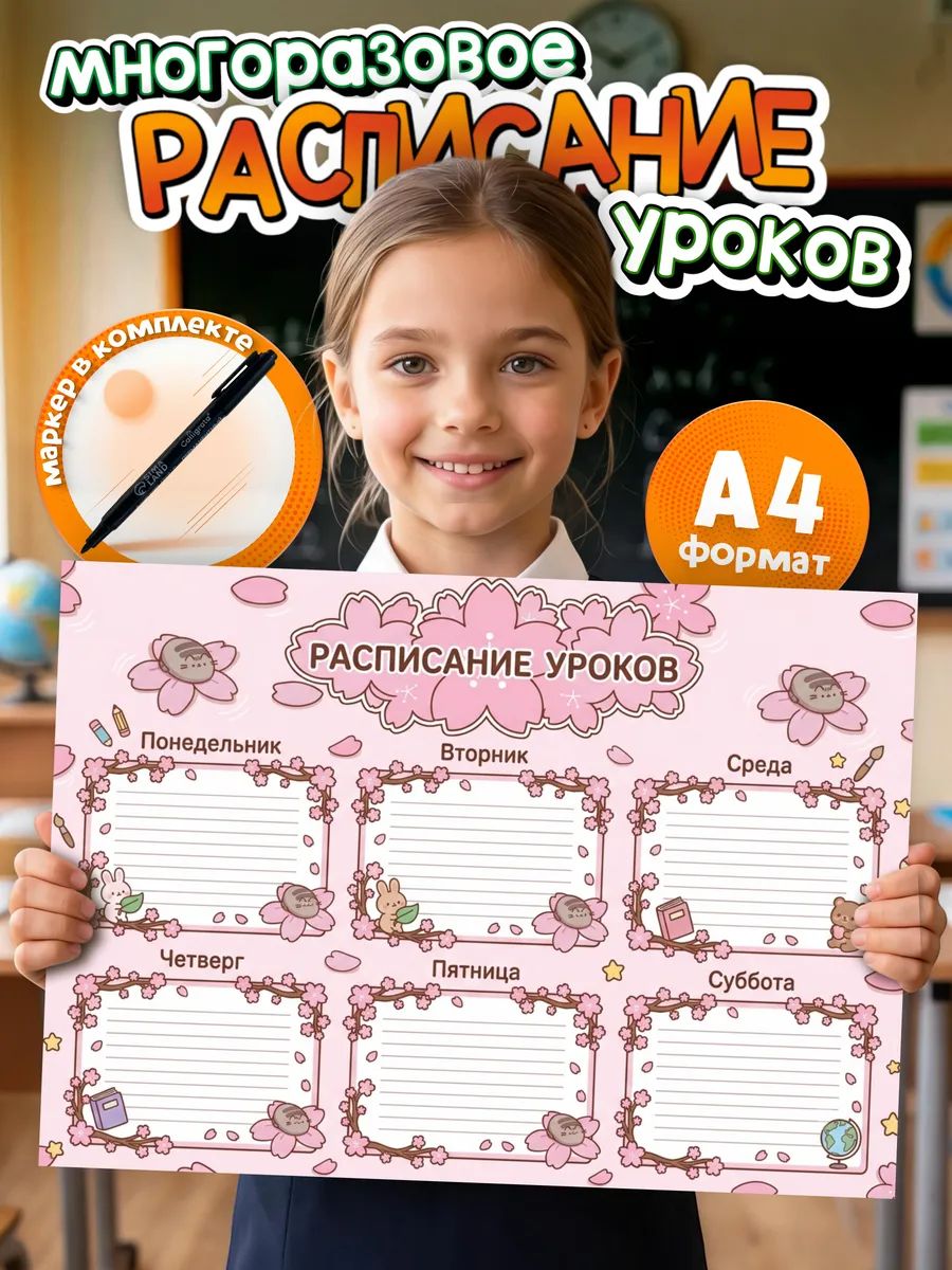 Многоразовое расписание уроков Pushin