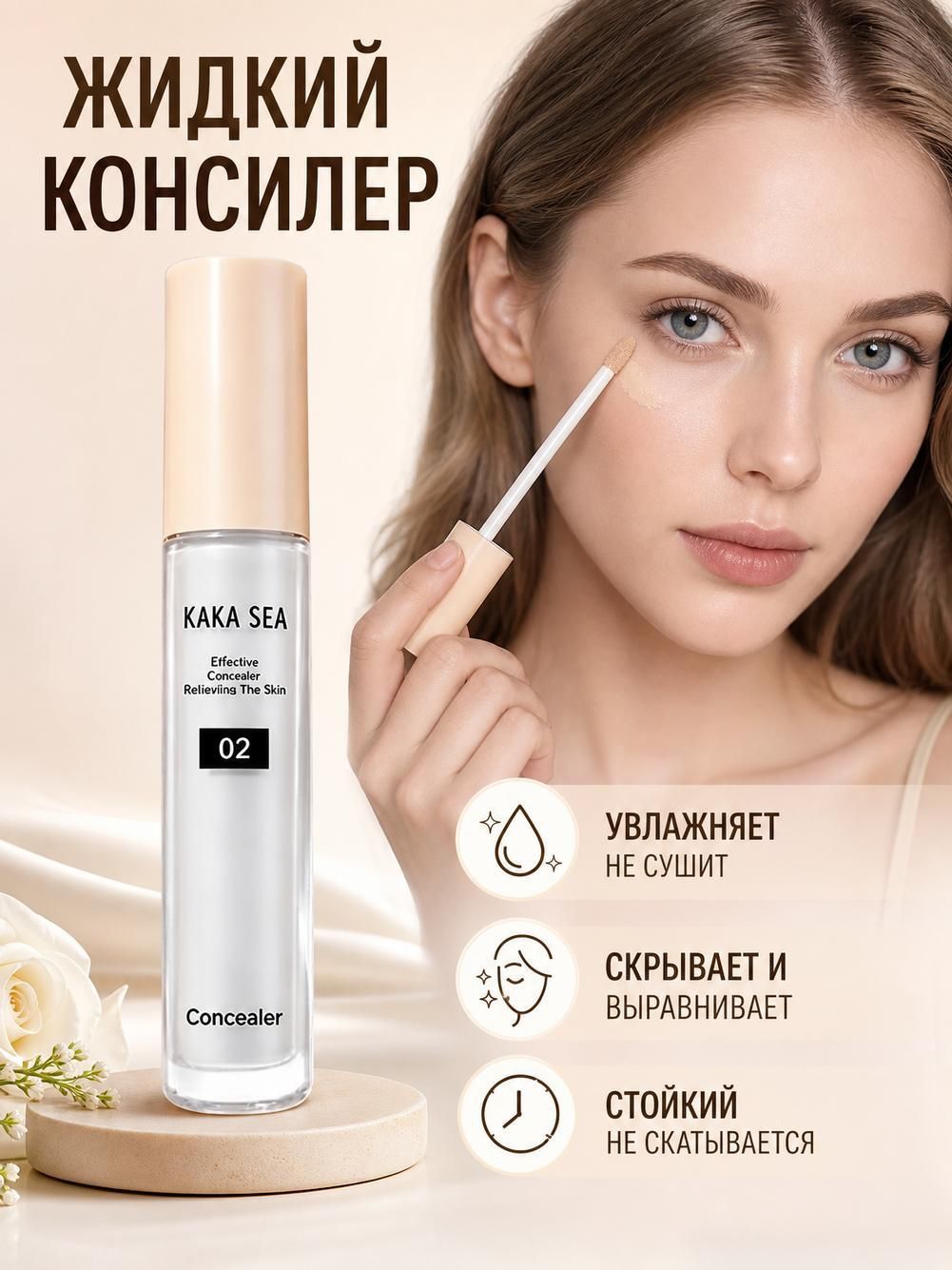 Консилер корректор для лица стойкий матирующий от темных кругов и пигментации 4ml естественное сияние