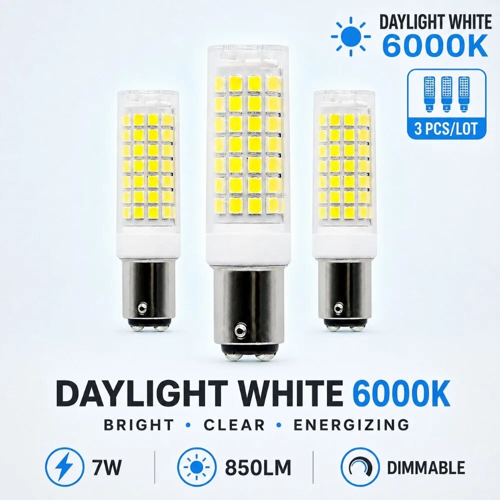 Светодиодная лампа Ba15d, 6000K, Daylight, 3шт, 220V