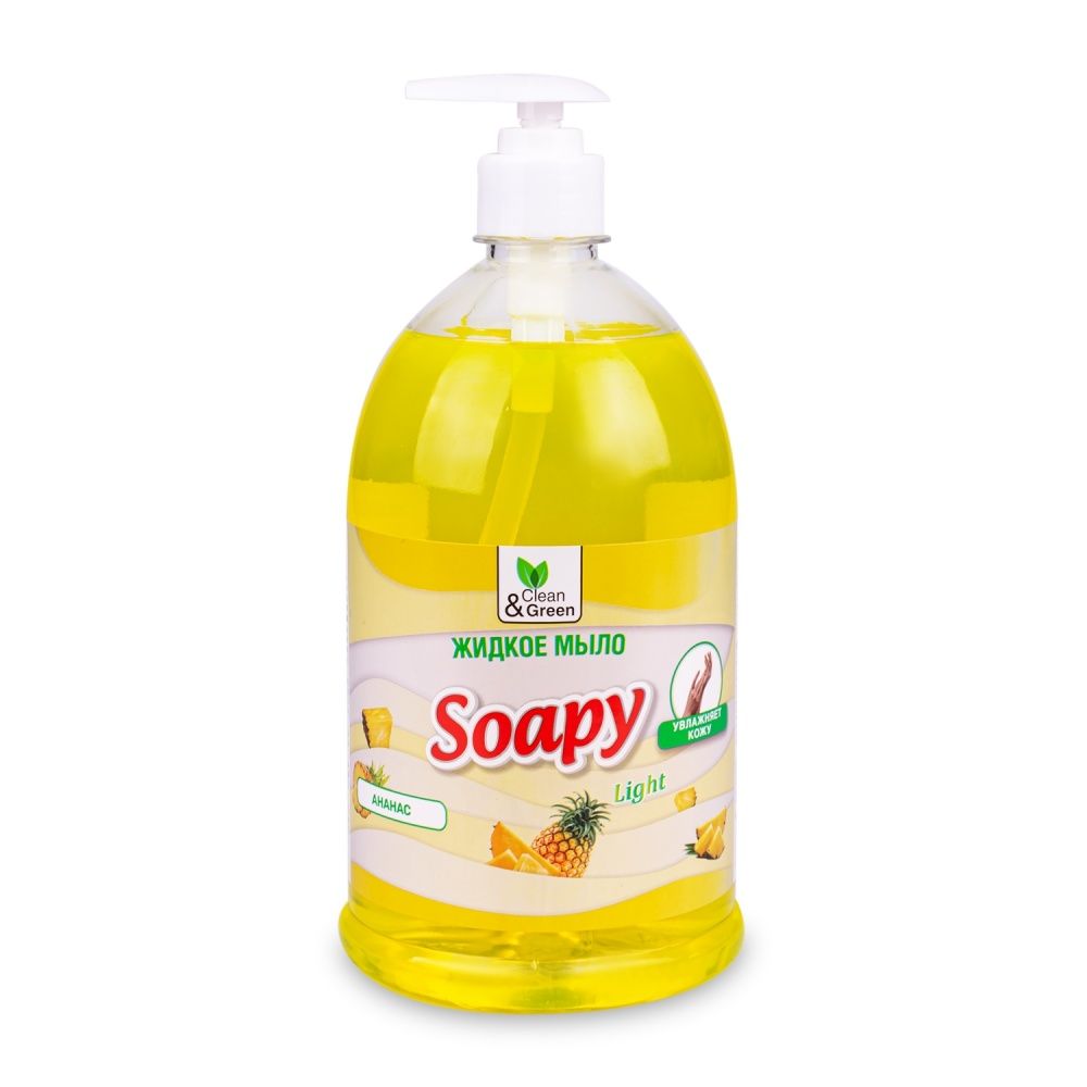 AVS CG8237 Жидкое мыло "Soapy" Light "Ананас" с дозатором 1000 мл. Clean&Green CG8237