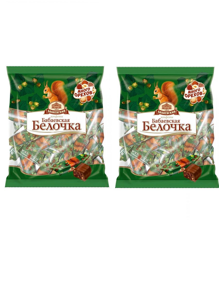 Бабаевский Конфеты Белочка шоколадные, 200 гр, 2 шт