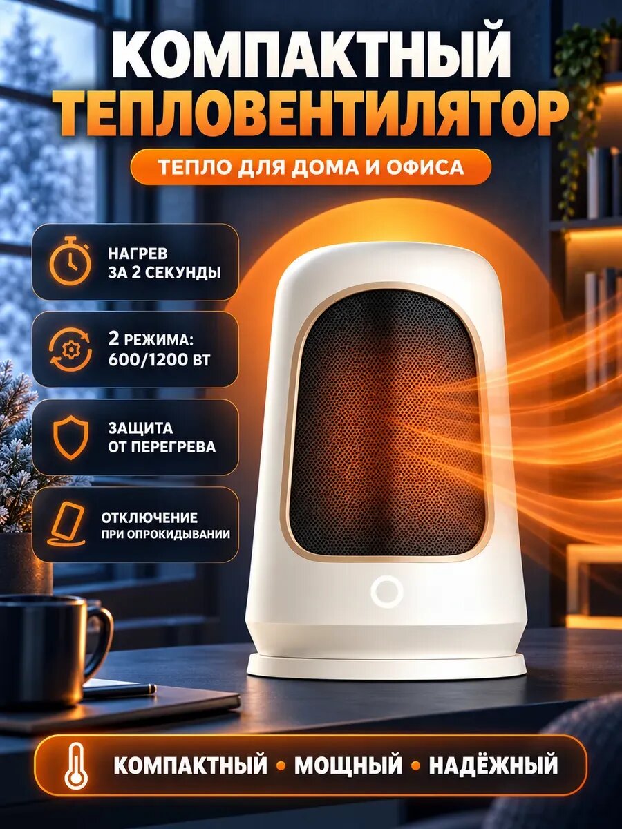 Обогреватель тепловентилятор электрический 1200Вт