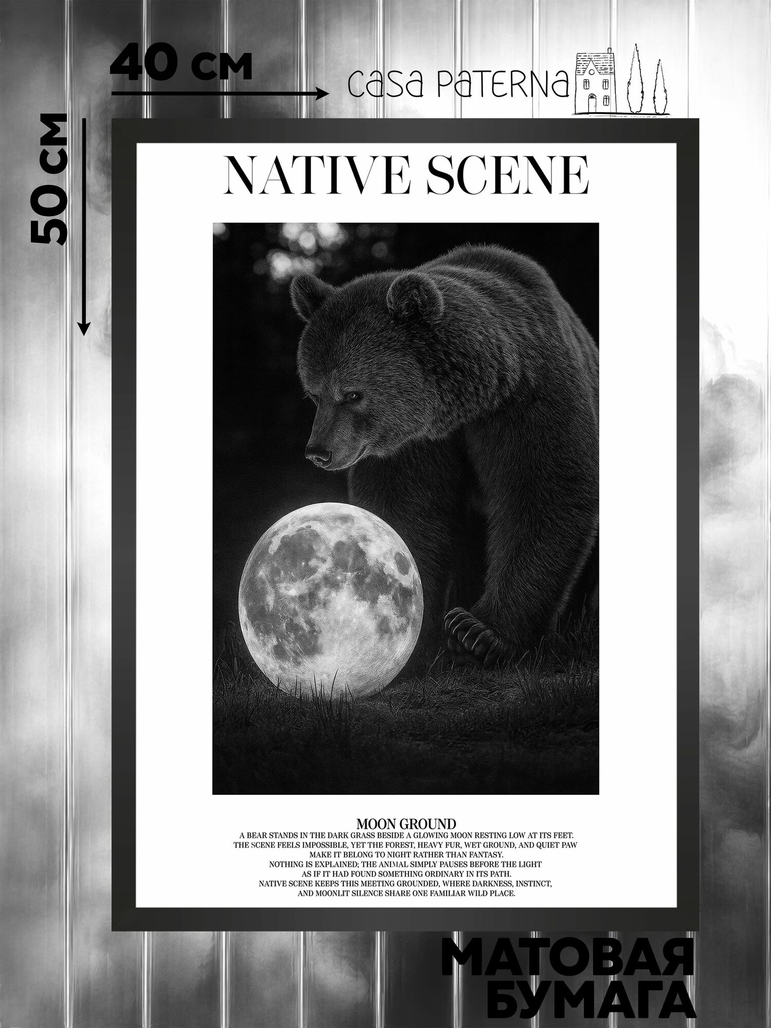 Постер на стену 40х50 Native Scene #48, черно-белая фотография для интерьера, чб без рамки Casa Paterna