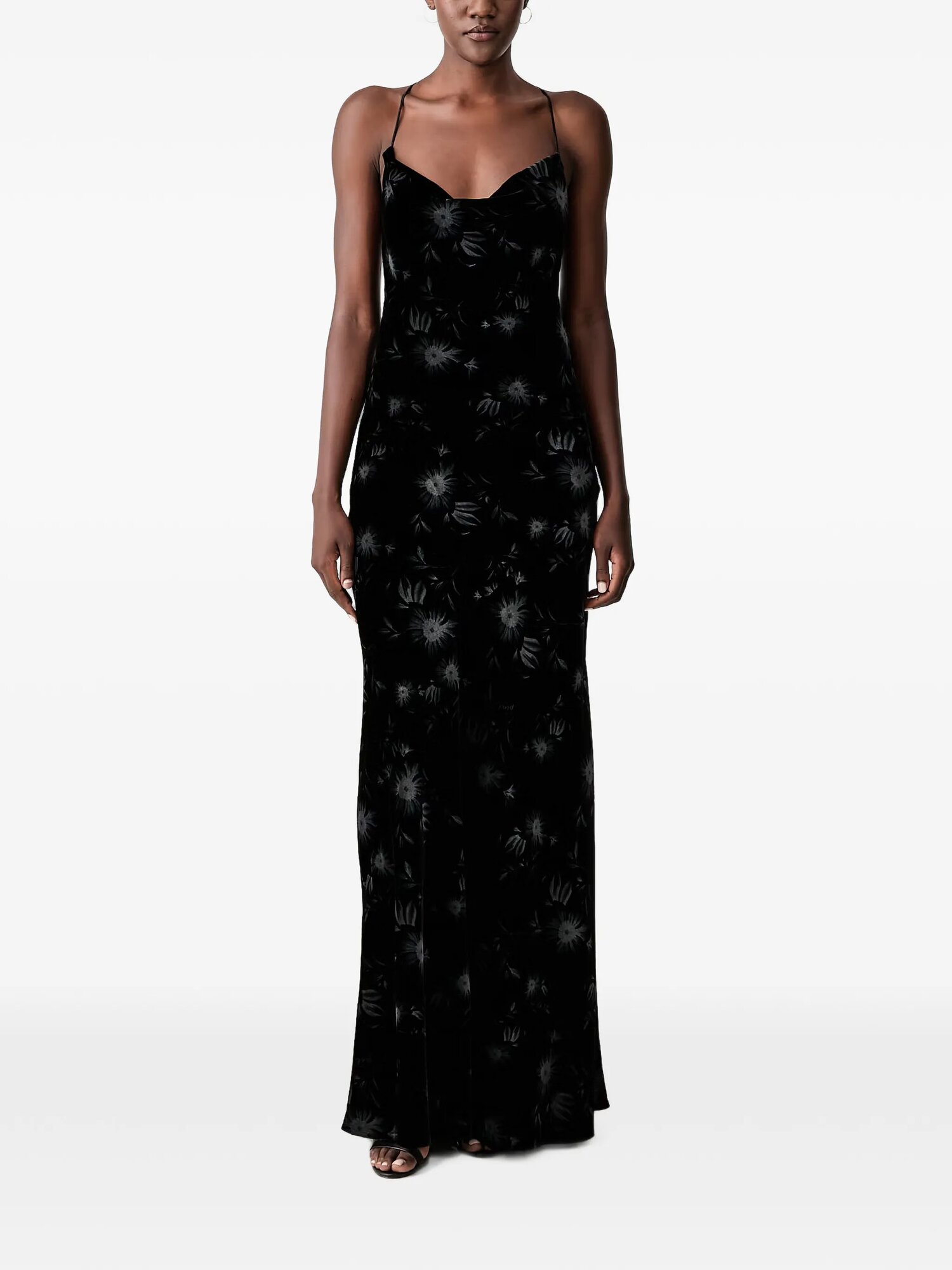 Платье Pinko Floral-print velvet-texture maxi dress