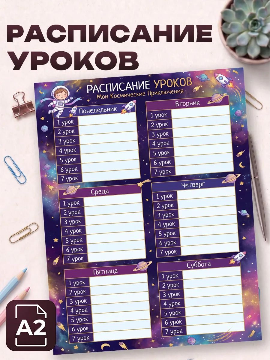 Расписание уроков для девочек космос