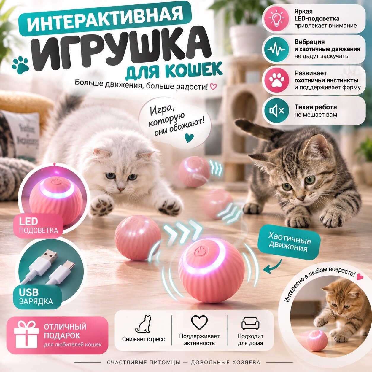 Умный мячик, практичное решение для дома, простое и удобное в ежедневном использовании