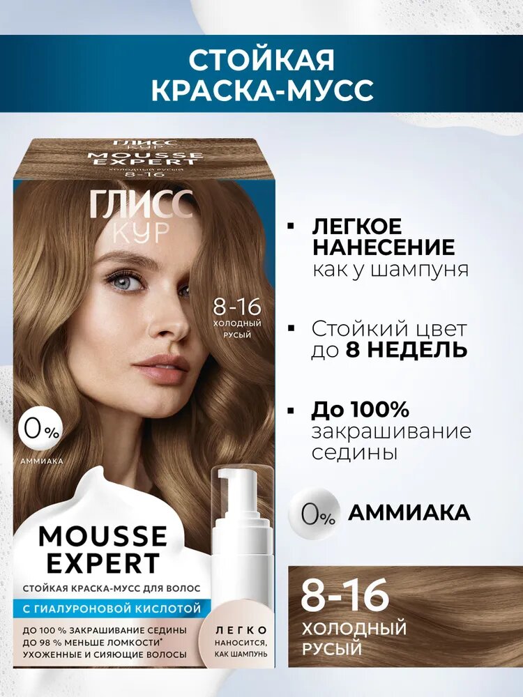 Глисс Кур Mousse Expert Стойкая краска-мусс 8-16 Холодный русый