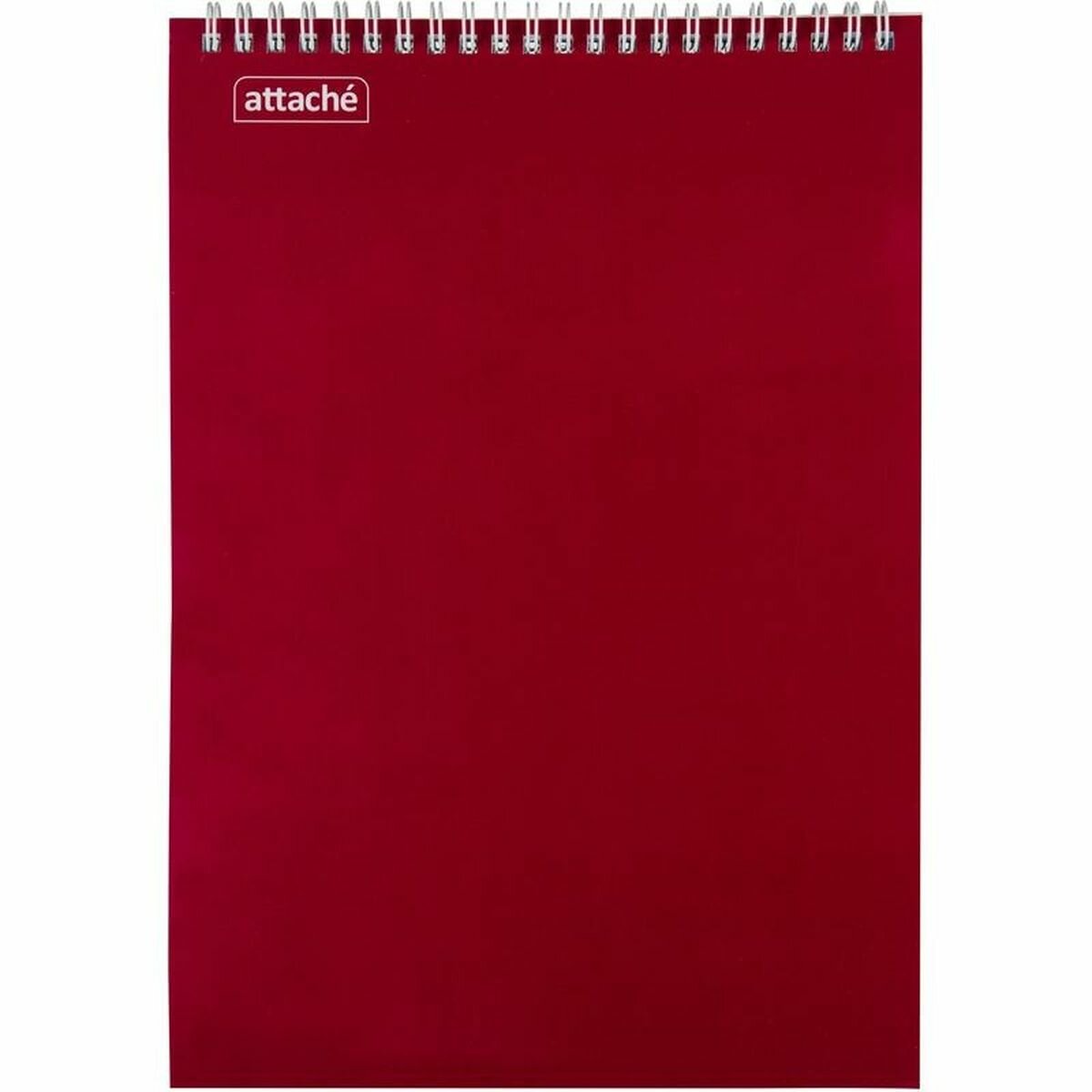 Блокнот 60л, А4 Attache, клетка, спираль, бордовый (205х290мм)
