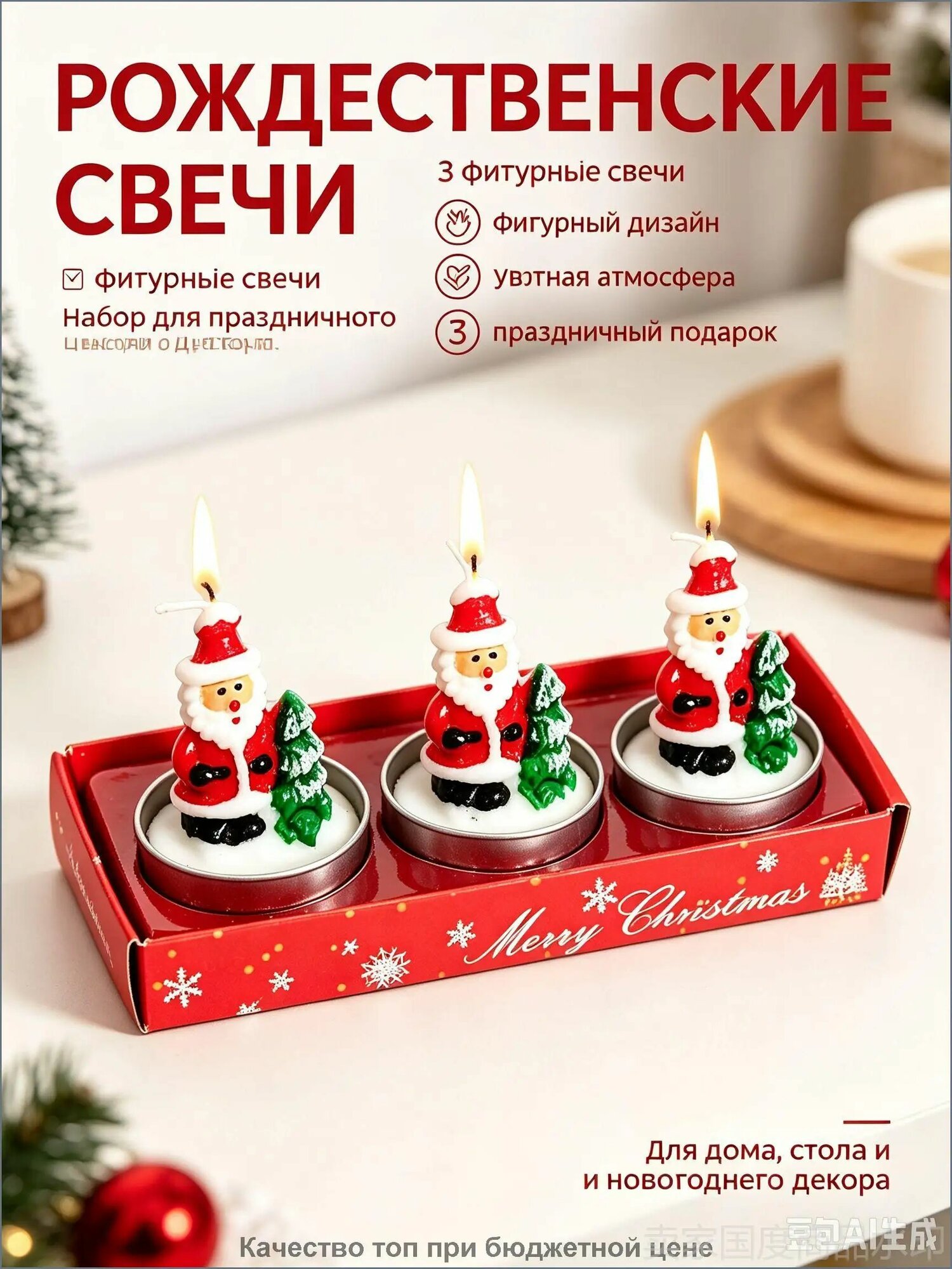 Свечи поминальные "Без отдушки" 5.3 см х 4 см 3 шт