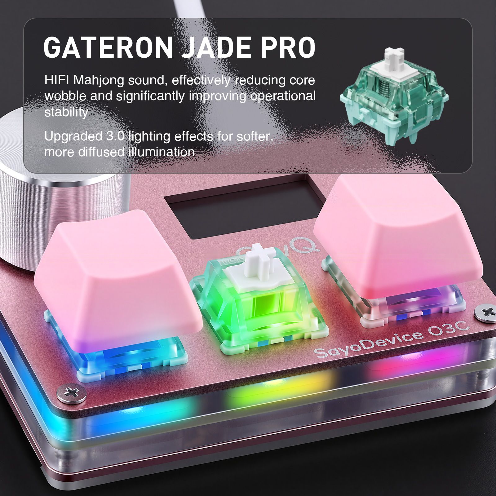 Sayodevice Клавиатура проводная для OSU и Geometry Dash, (GATERON Magnetic Jade Pro Linear), Русская раскладка, розовый