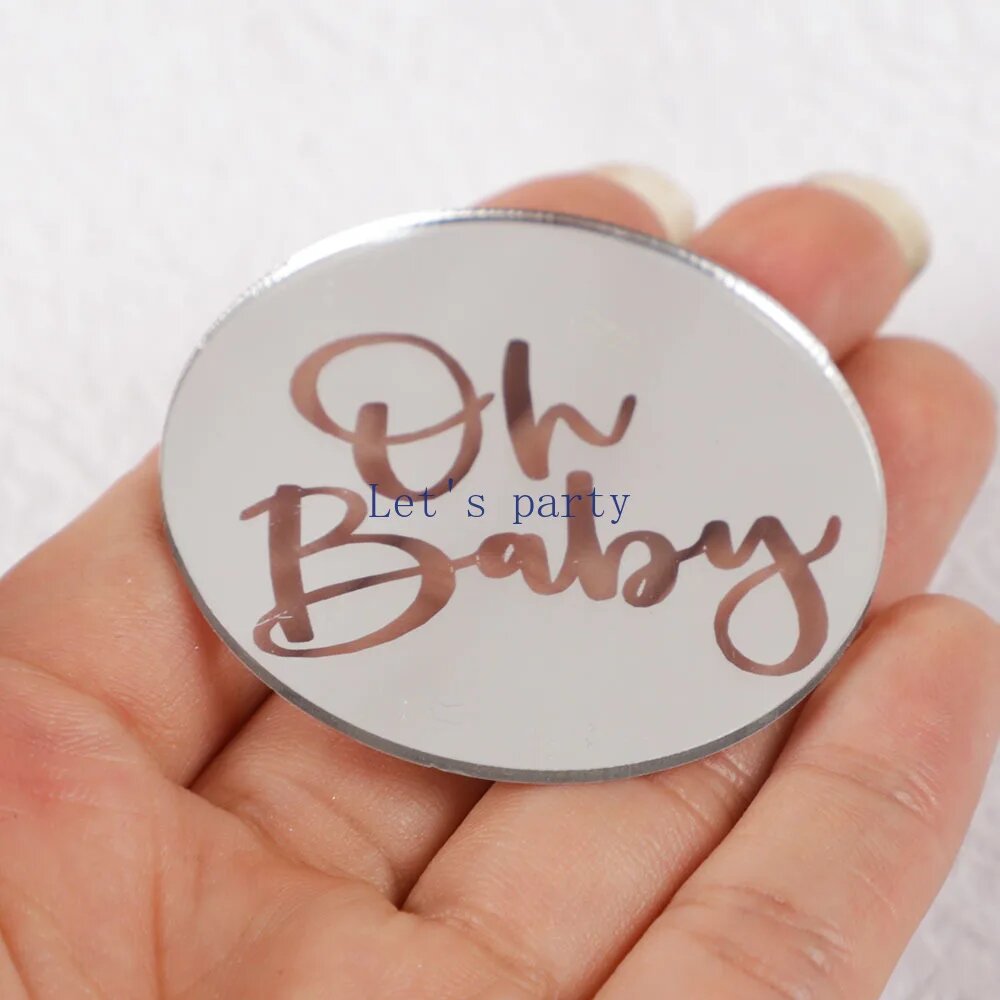 Акриловые топперы для торта "Oh Baby", набор из 10 штук 5cm silvery