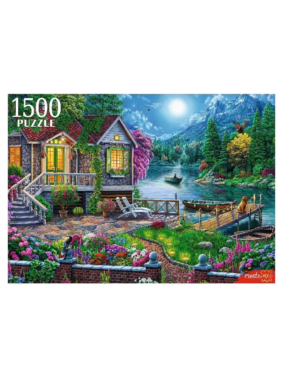 Пазлы 1500 элементов. Домик У лунного озера (Арт. ФП1500-0680)