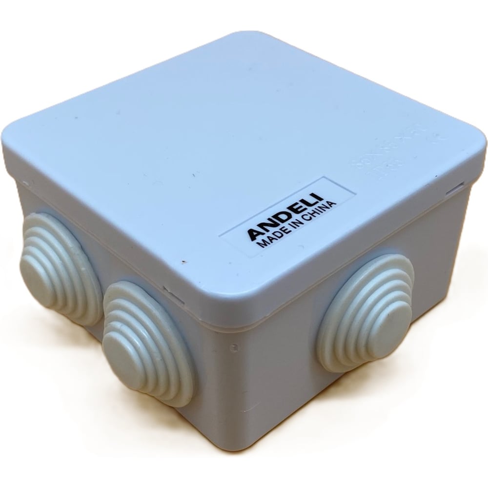 Распаячная коробка с крышкой ANDELI 85x85x50 на 7 входов (с сальниками) IP55 ADL18-600