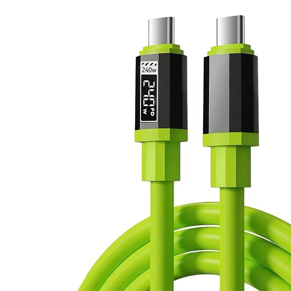 USB-C Кабель для зарядки для iPhone 16/15/14, Xiaomi, Huawei 1m, Green C to C