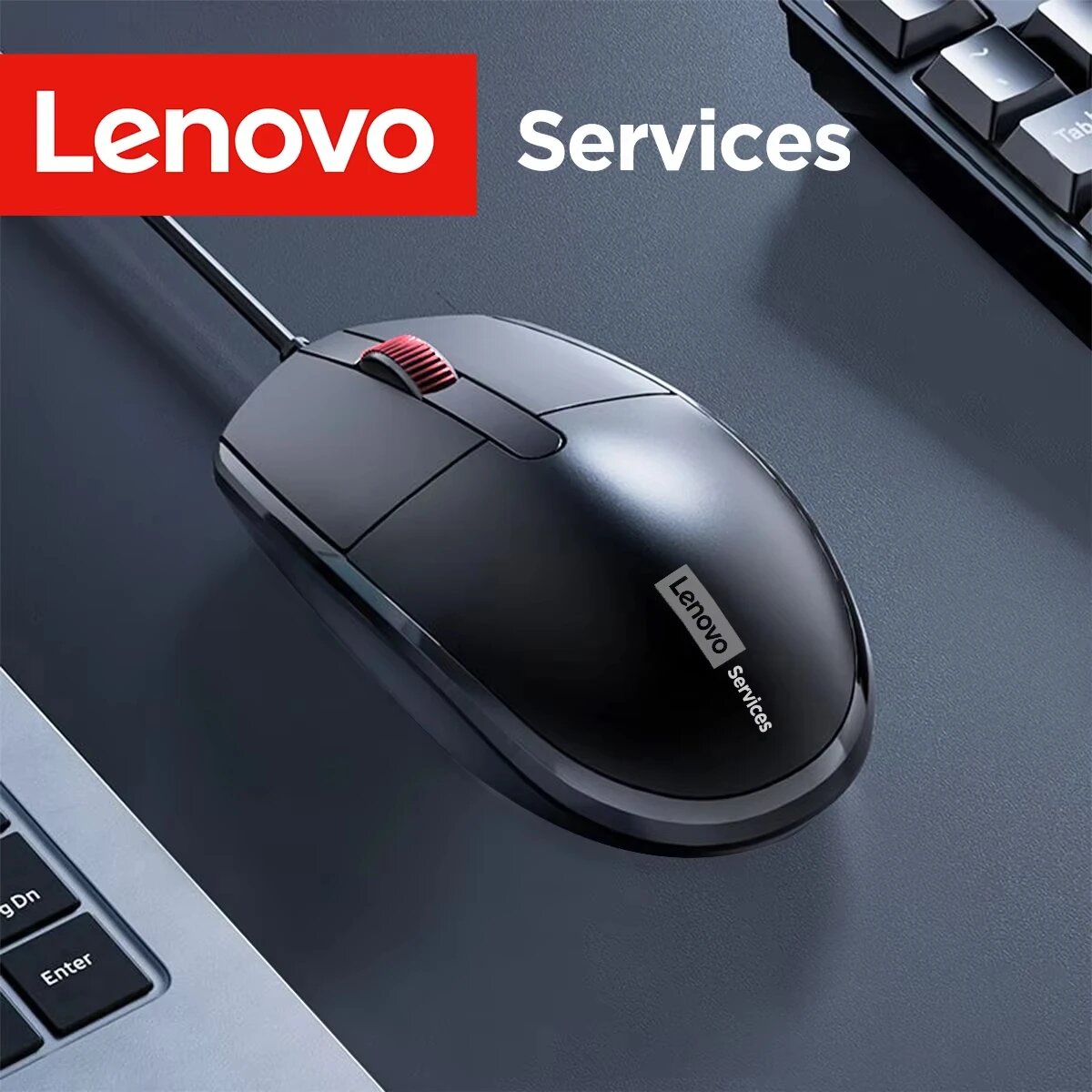 Проводная Мышь Lenovo M280, Эргономичный Дизайн, USB, Plug-and-Play, Классический Черный Цвет, Для Офиса И Дома