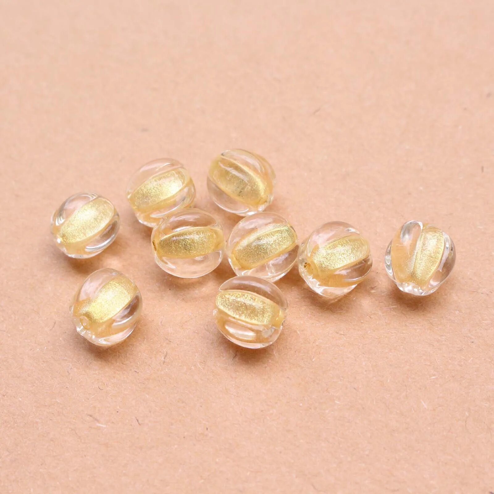 Бусины лампворк Akusesari розовые 8-12 мм 12mm 10pcs, Желтый, Light Gold