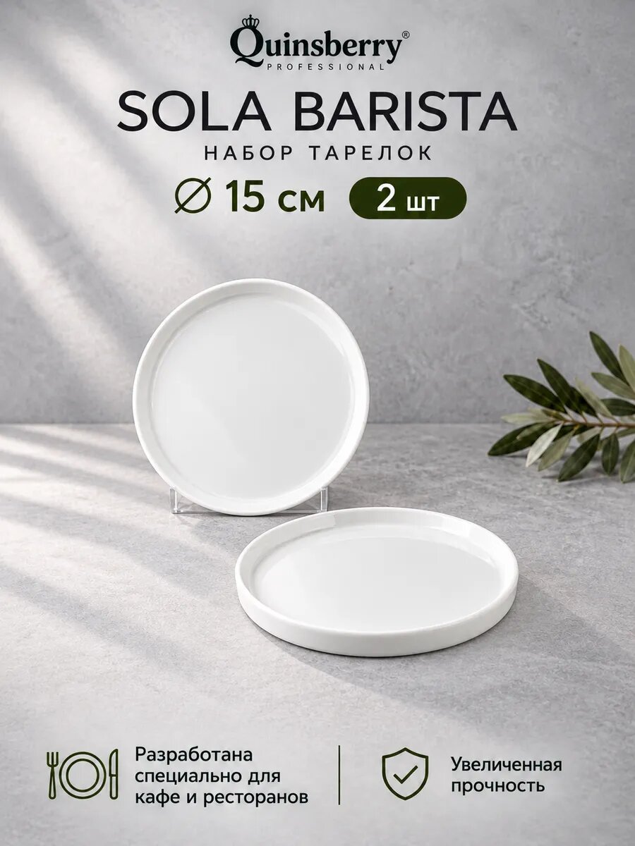 Тарелки фарфоровые Quinsberry SOLA Barista 15 см, 2 шт
