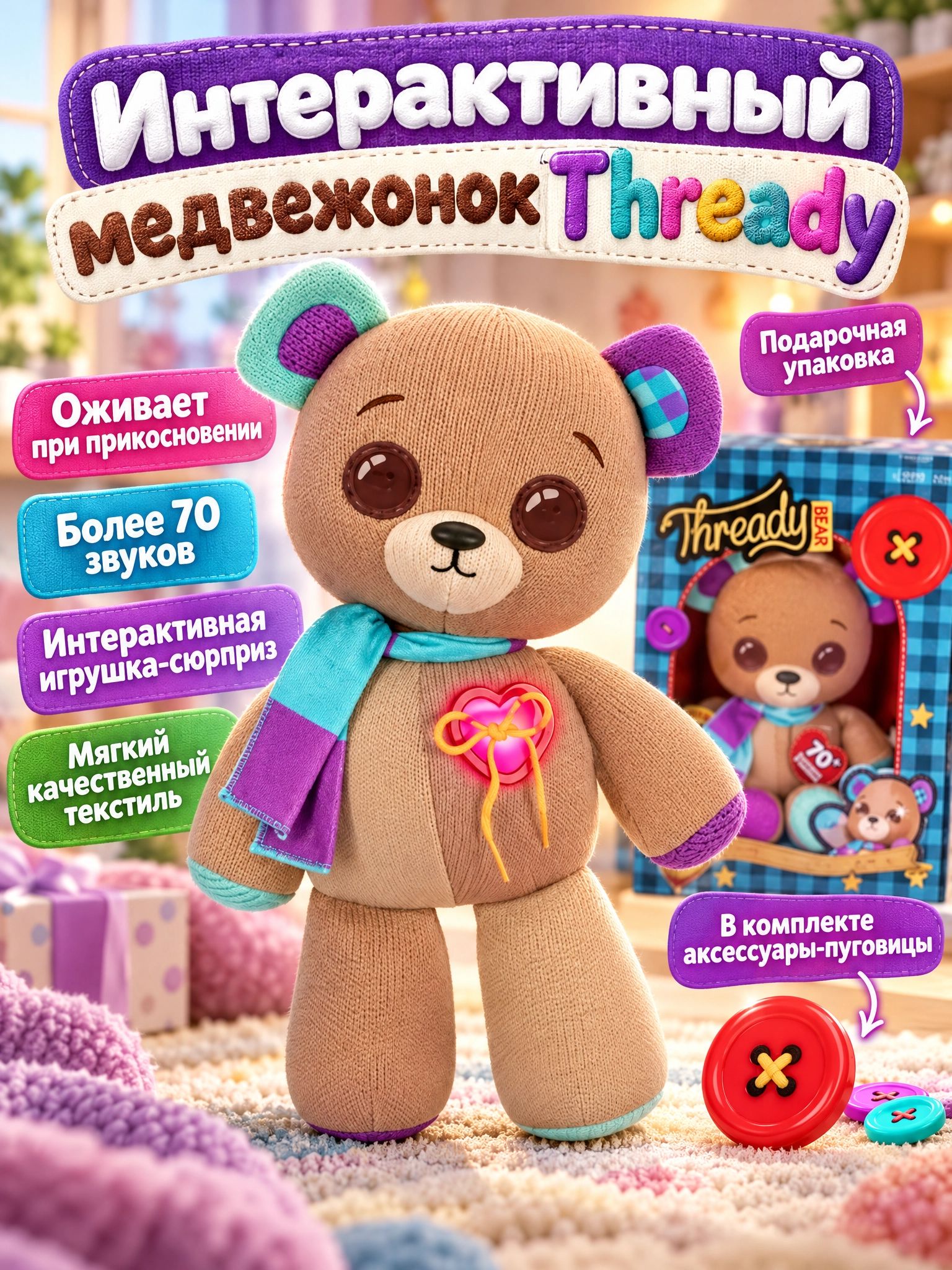 Интерактивный медвежонок THREADY BEAR