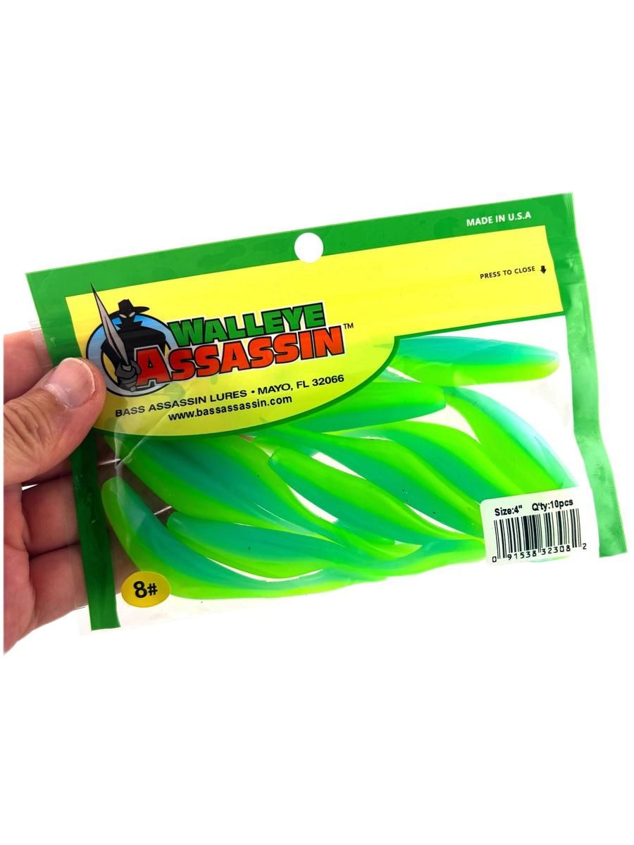 Силиконовая приманка Bass Assassin 4" 100мм (10шт/уп), приманка джиговая на хищника