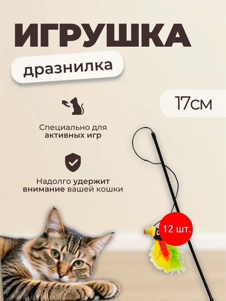 12 игрушек Mr.Kranch дразнилка для кошек Тукан плюшевая с кошачьей мятой и перышками 17 см, зеленая