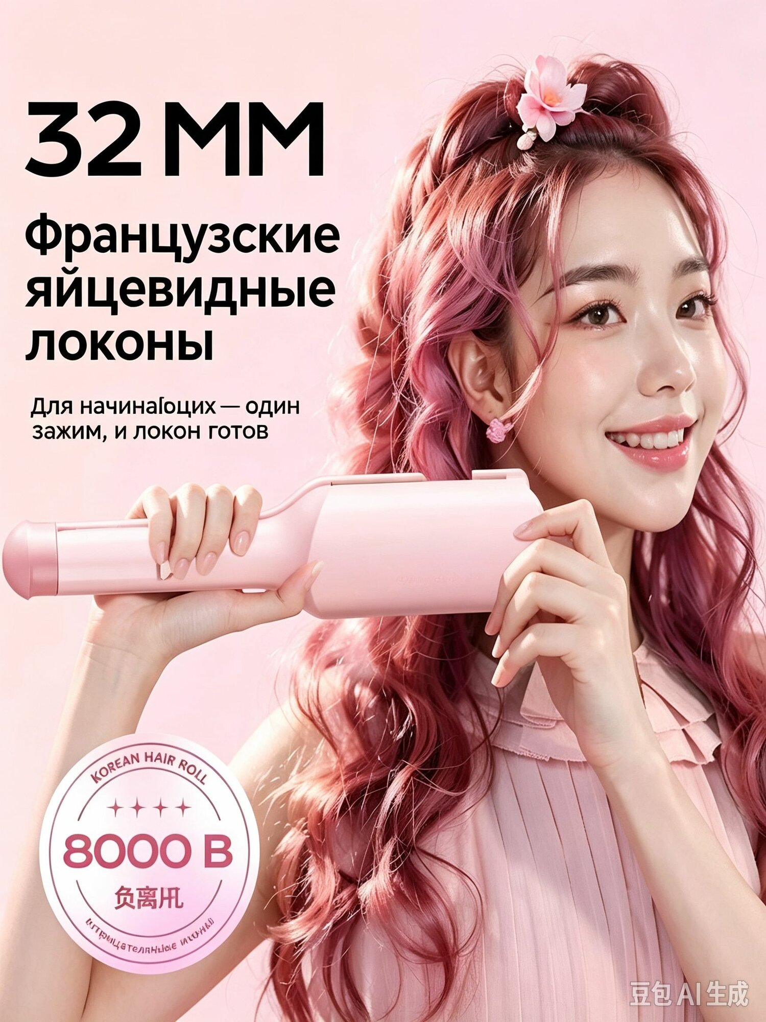Плойка волна Плойка для волос волна 32мм (розовая V-образная)