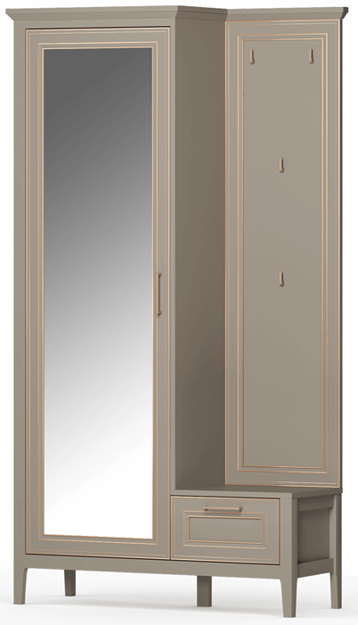 BRW Шкаф с вешалкой Классик/Classic PPK1D1K/L Глиняный серый, Глиняный серый Глиняный серый, Глиняный серый