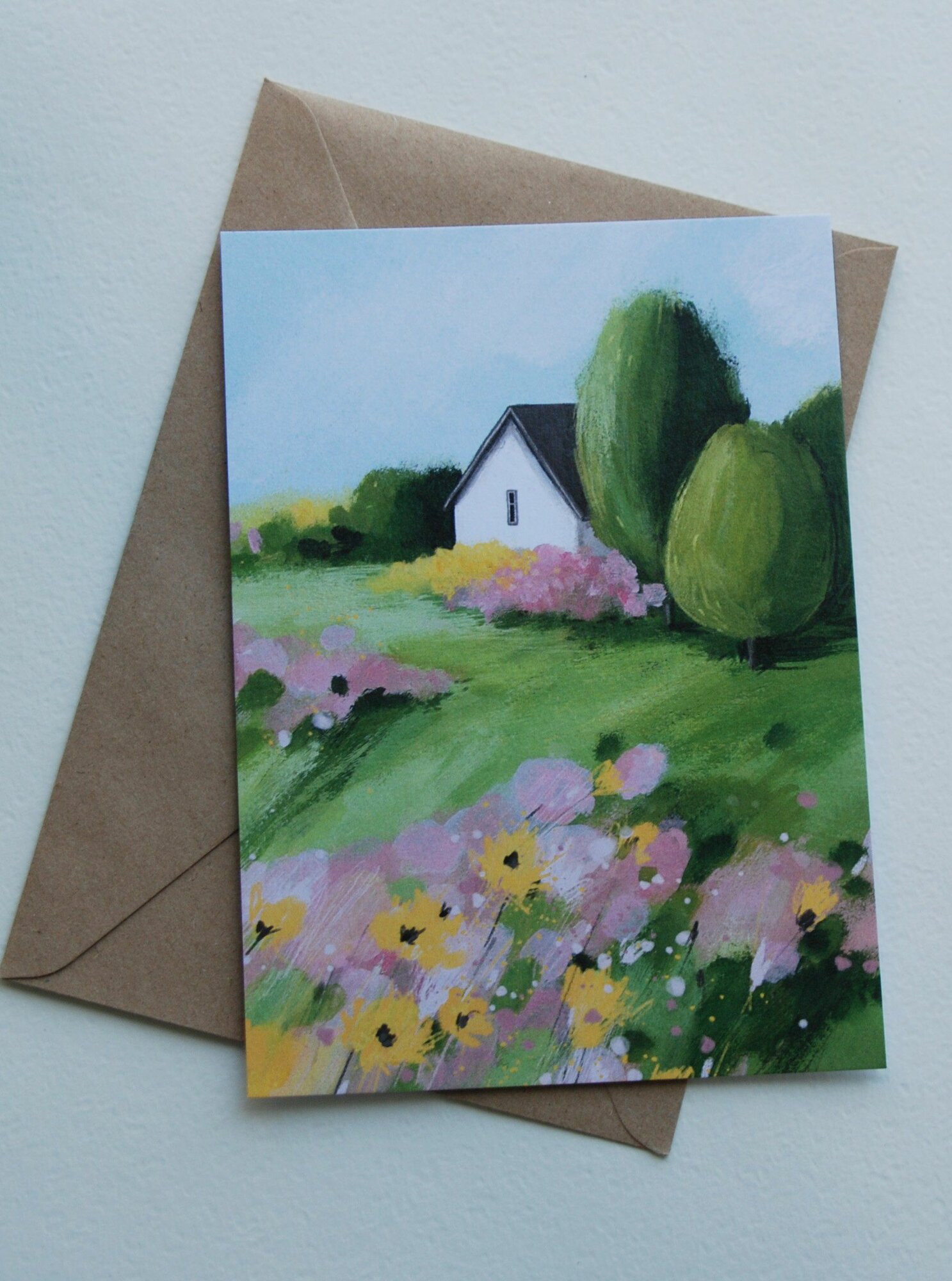 Авторская открытка "Цветочное поле" с конвертом