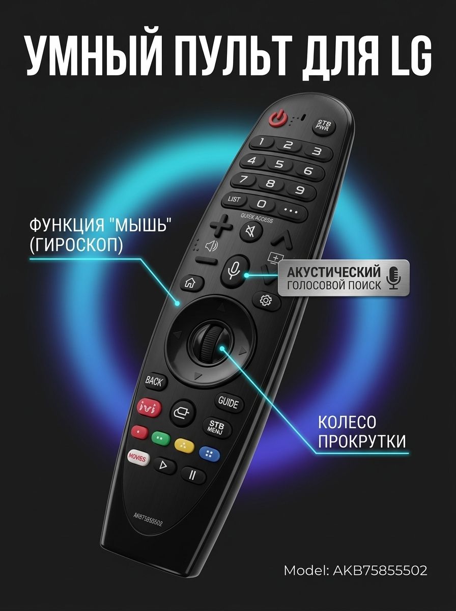 Пульт ДУ Magic для телевизора LG Akb75855502 / Smart TV