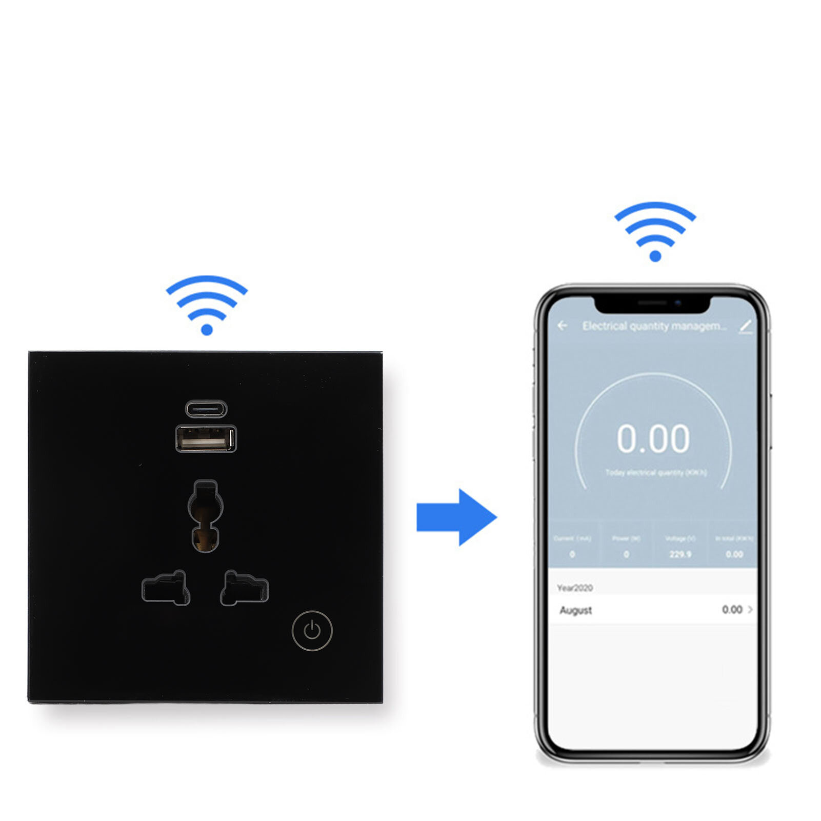 WiFi смарт розетка с управлением через Tuya, 95-250V, с USB и Type C, для офиса и дома