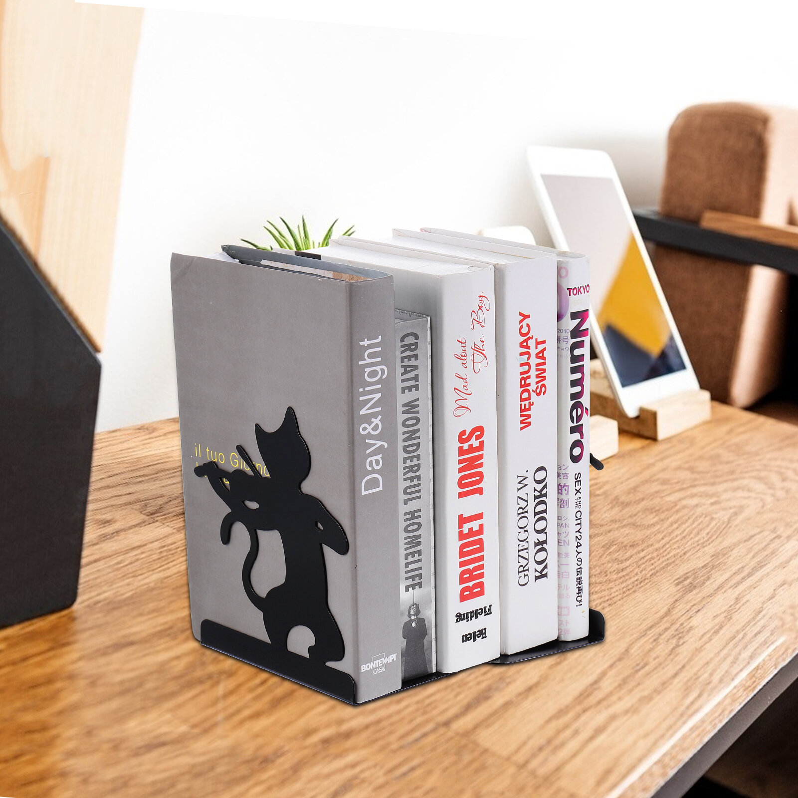 Декоративные Подставки Для Книг В Форме Кошки 1 Штук Черный Размер 18.5x16 Cm