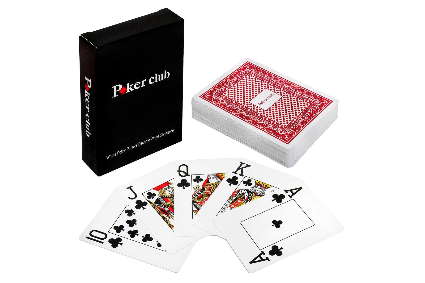 Карты для покера POKER CLUB б/м 100% пластиковые, красная рубашка, 54 штуки