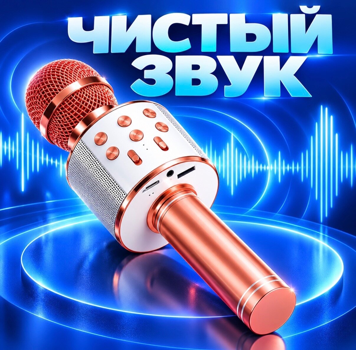 Портативный беспроводной караоке-микрофон универсальный с функцией изменения голоса