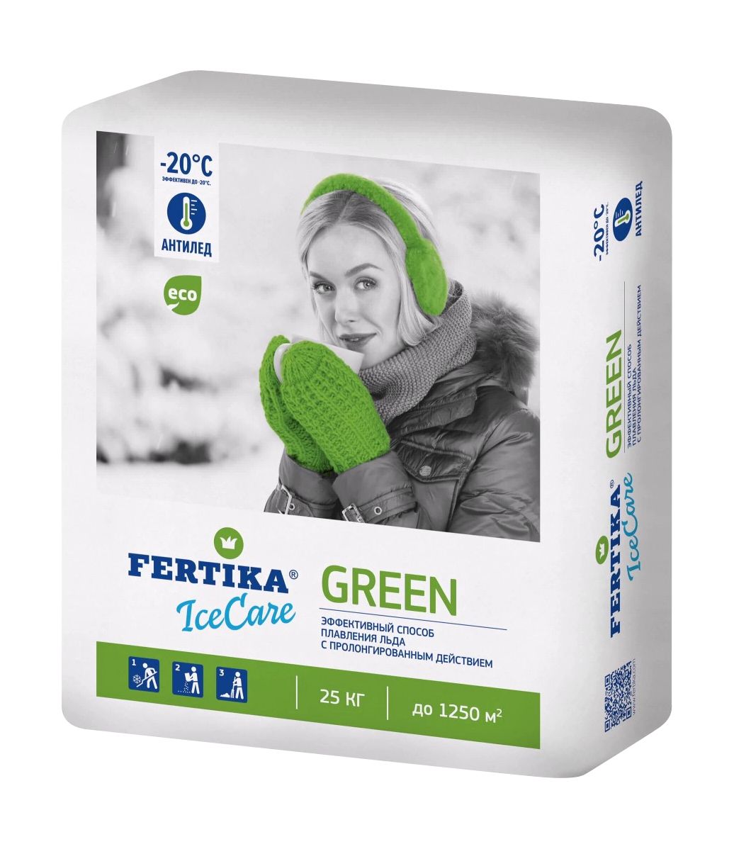 Противогололедный реагент FERTIKA ICECARE GREEN 25 КГ