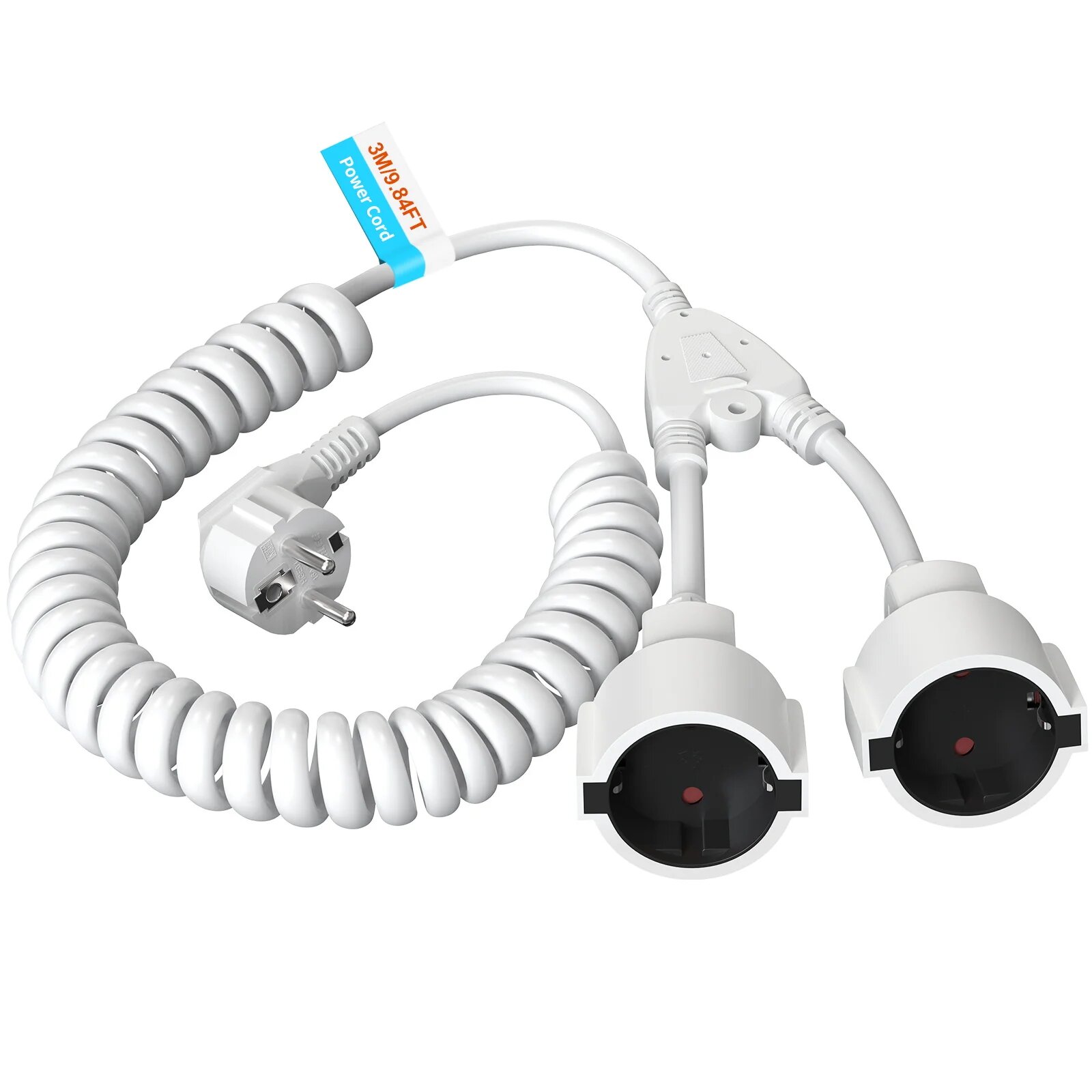 Спиральный удлинитель 3m white 16А 250В 2-в-1