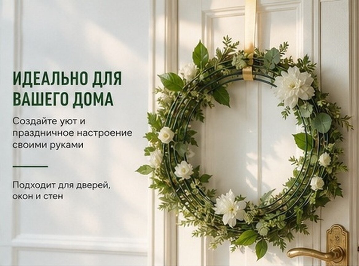 2 Штук Круглая Веночная рамка Из Металла Для Создания Венков На Рождество Диаметр 25.0 См