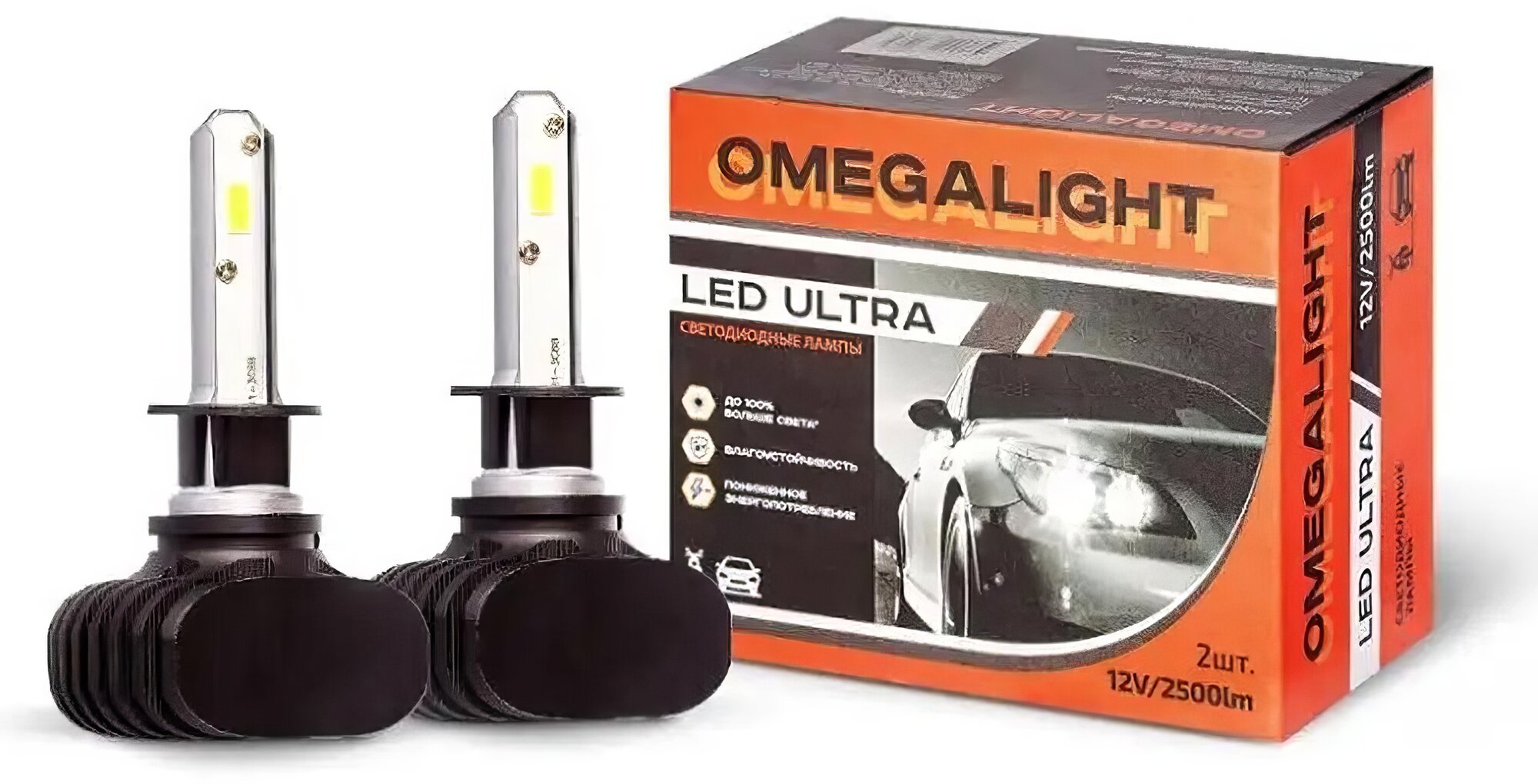 Комплект ламп Clearlight omegalight ultra led, hb3, 2500 lm, 2 шт OLLEDHB3UL-2