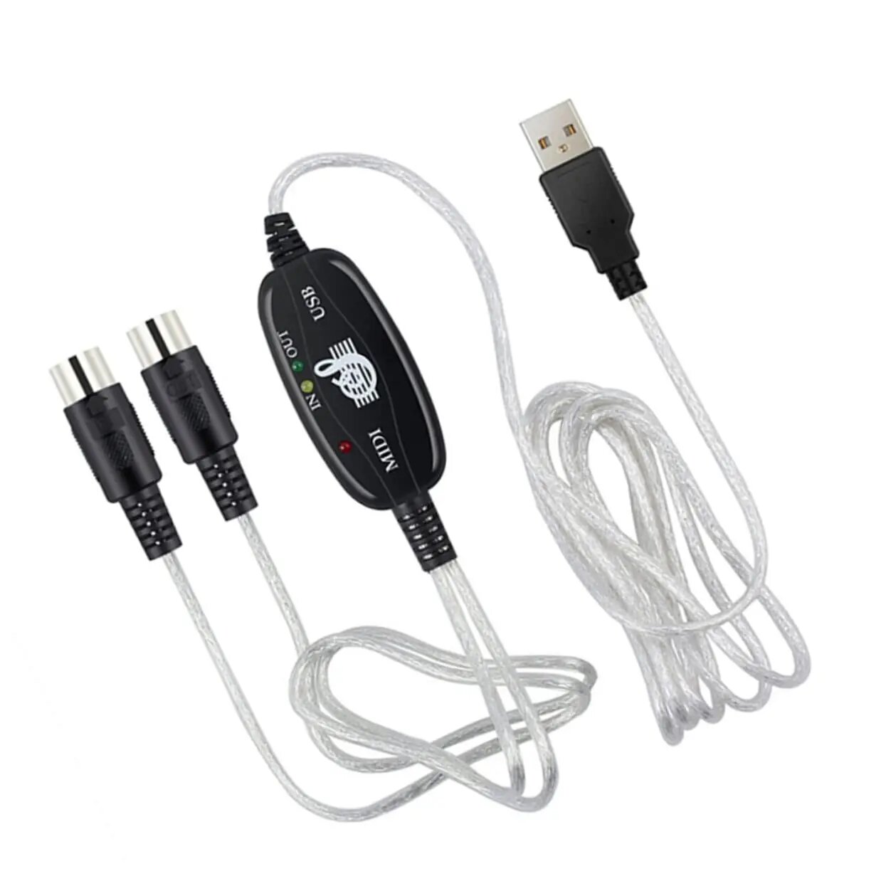 Конвертер USB-кабеля MIDI 5-контактный MIDI-адаптер для синтезатора, музыкальной клавиатуры, фортепиано на ПК, ноутбука, поддержка XP/Windows7/8/10/Vista