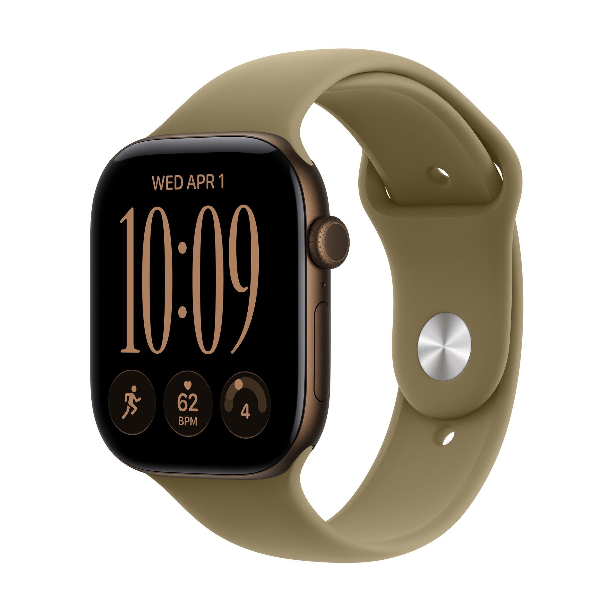 Смарт-часы Apple Watch Series 12 GPS 46mm Dark Bronze Aluminium, Olive Sport Band, размер S/M